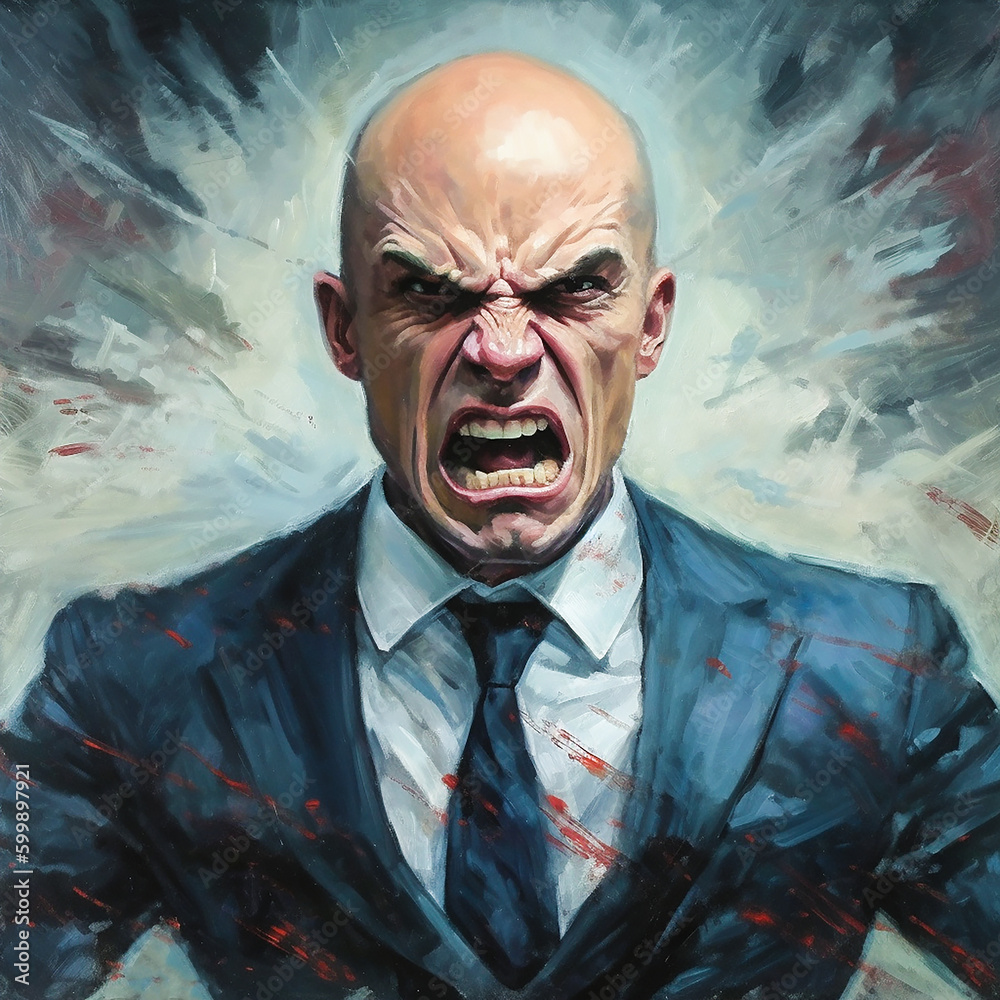 Angry Man Painting. Generative AI. An expressive painting of an angry ...