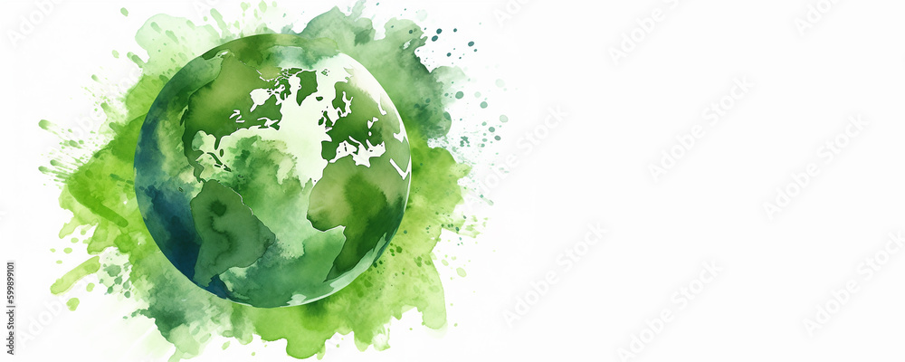watercolor of green world for earth day, Environment day ...