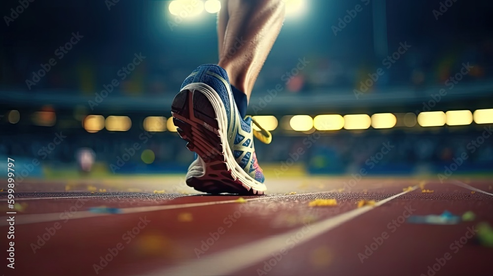 Athlete's feet on a track and field stadium Stock-Illustration | Adobe ...