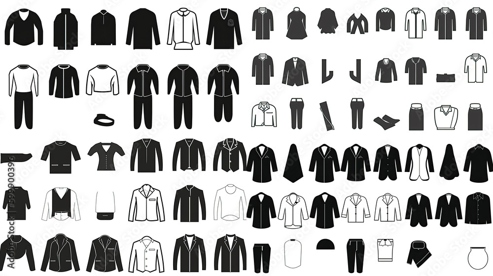 Clothes, fashion icons symbols collection. Isolated on transparent ...