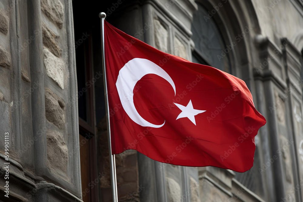 Turkish flag. AI generated image. Stock Illustration | Adobe Stock