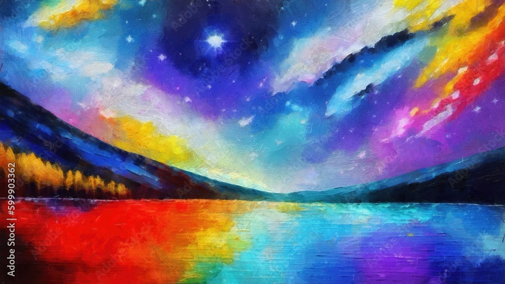 Abstract space background with stars and nebula. Digital art painting ...