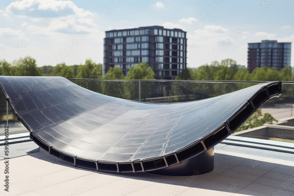 Flexible solar panel that bends. Use of solar power plants on buildings ...