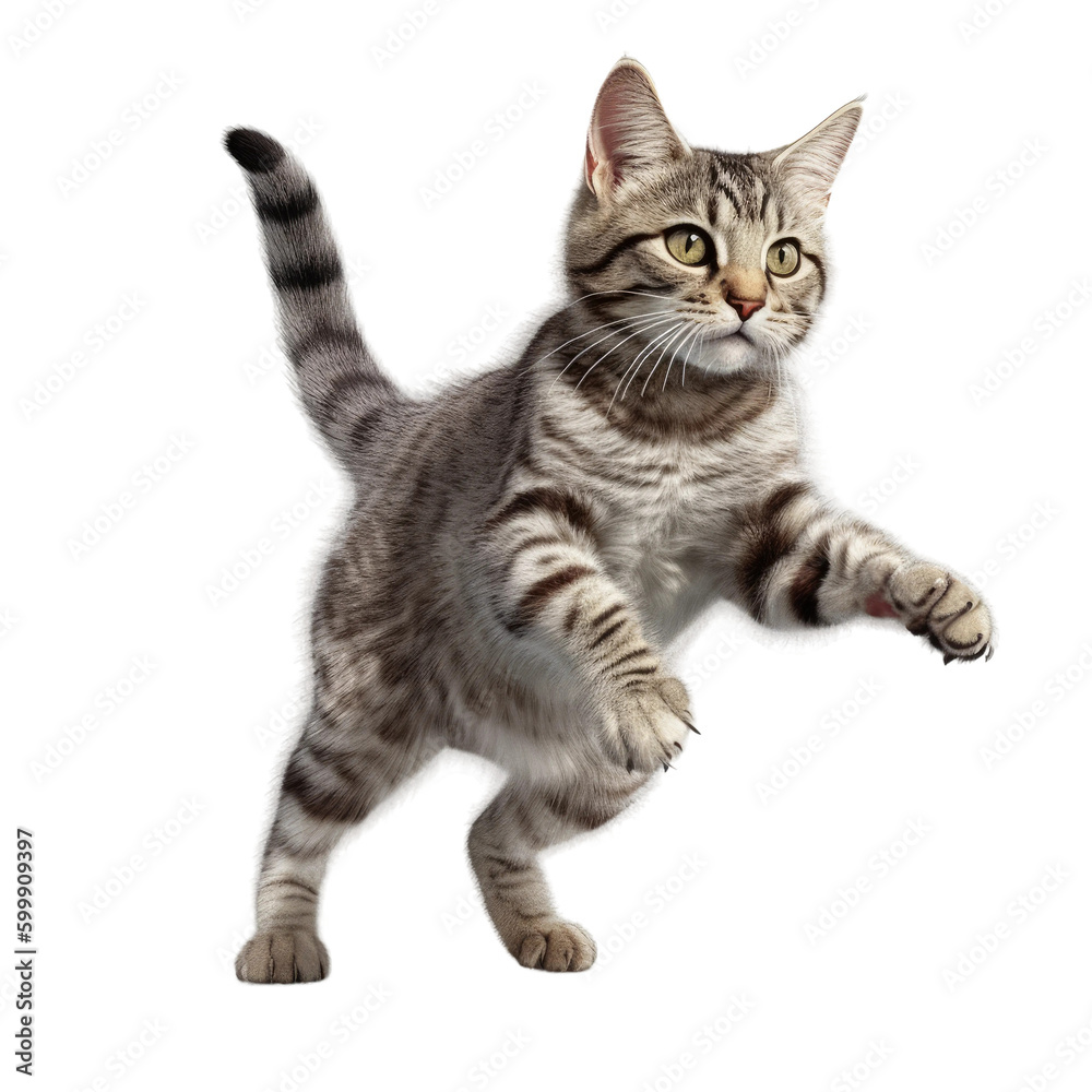 Cute cat jumping. Transparent isolated background. AI generated Stock ...