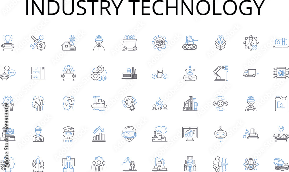 Industry technology line icons collection. Strategy , Positioning ...