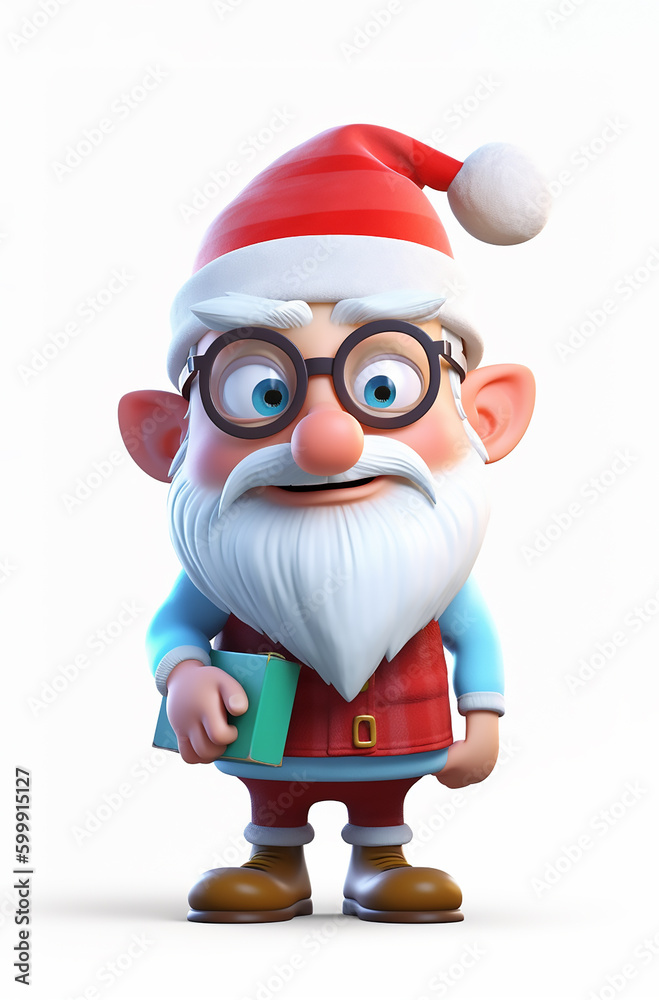 3D animated Santa Claus character in a modern look with blue vest and ...