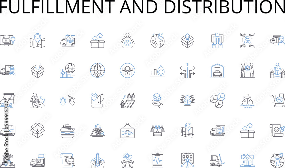 Fulfillment and Distribution line icons collection. Thrills ...