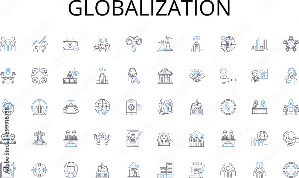 Globalization line icons collection. Oil, Transmission, Fluids, Brakes ...