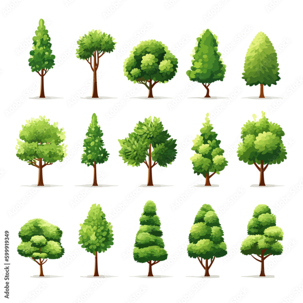 hand draw mini trees vector set 15 Stock Vector | Adobe Stock