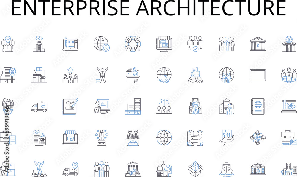 Enterprise architecture line icons collection. Majestic, Scenic, Peaks ...