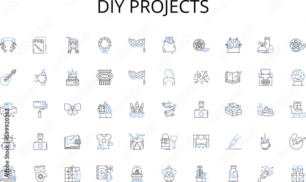 DIY projects line icons collection. teamwork, alliance, synergize ...