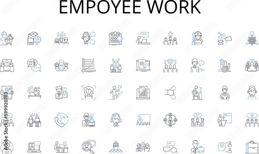 Empoyee work line icons collection. Algorithms, Analytics, Automation ...