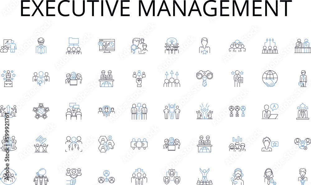 Vetor de Executive management line icons collection. Strategy, Planning ...