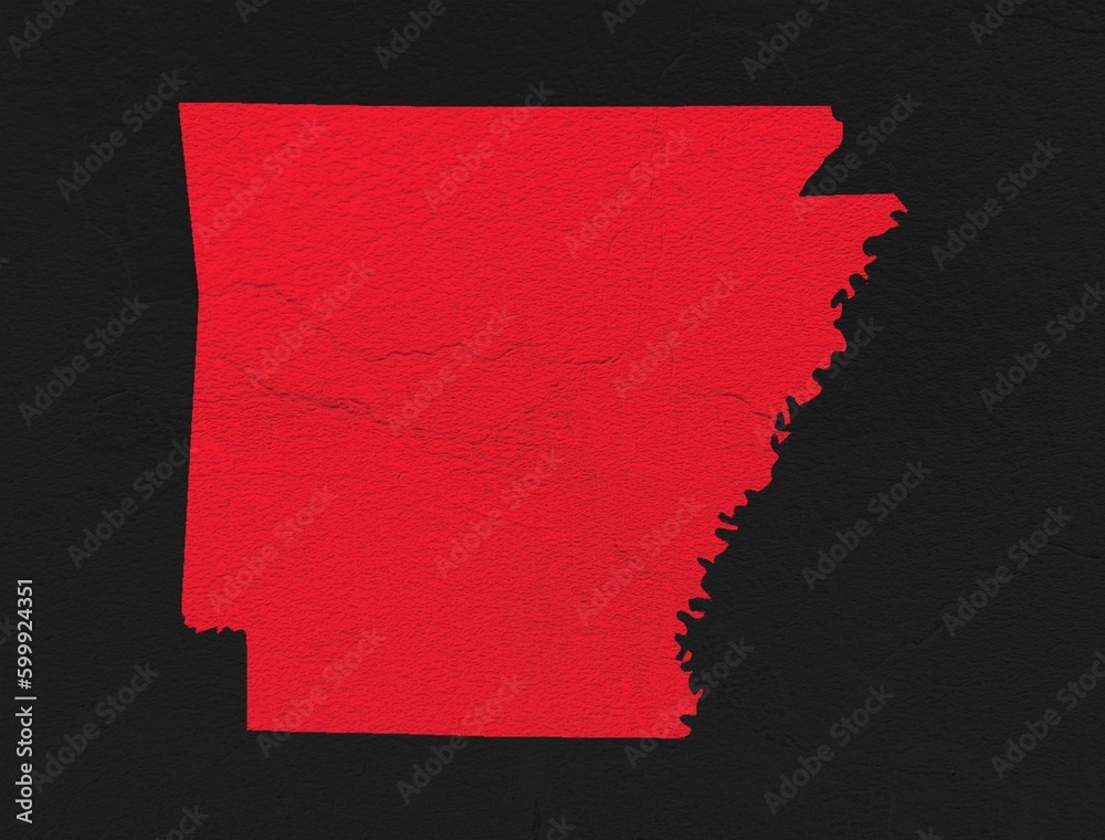 Arkansas red map on isolated black textured background. High quality ...