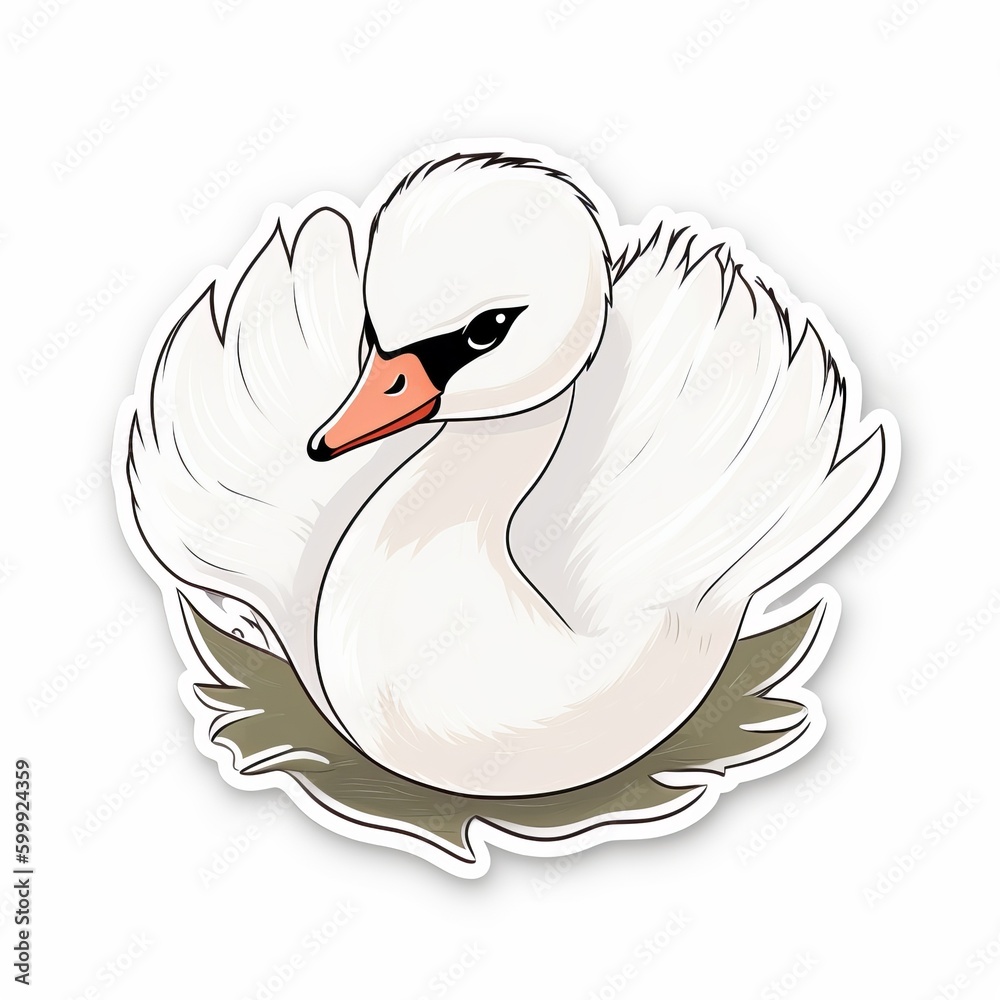 Illustrazione Stock A cute chibi Mute Swan sticker with a white ...