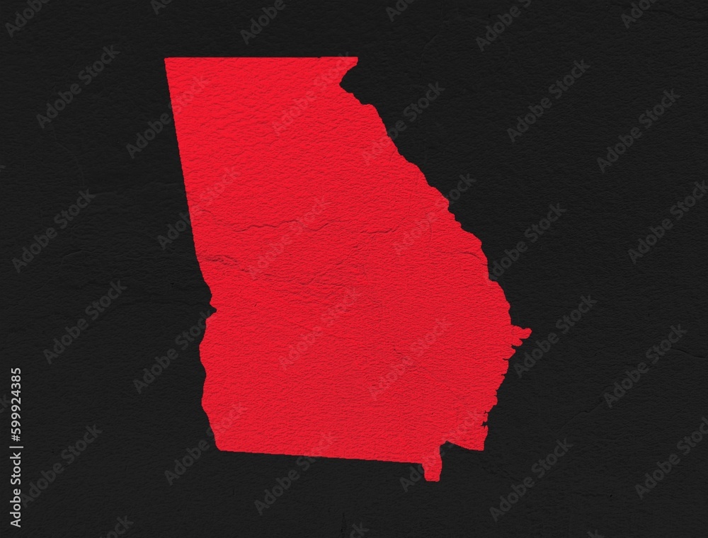 Georgia red map on isolated black textured background. High quality ...