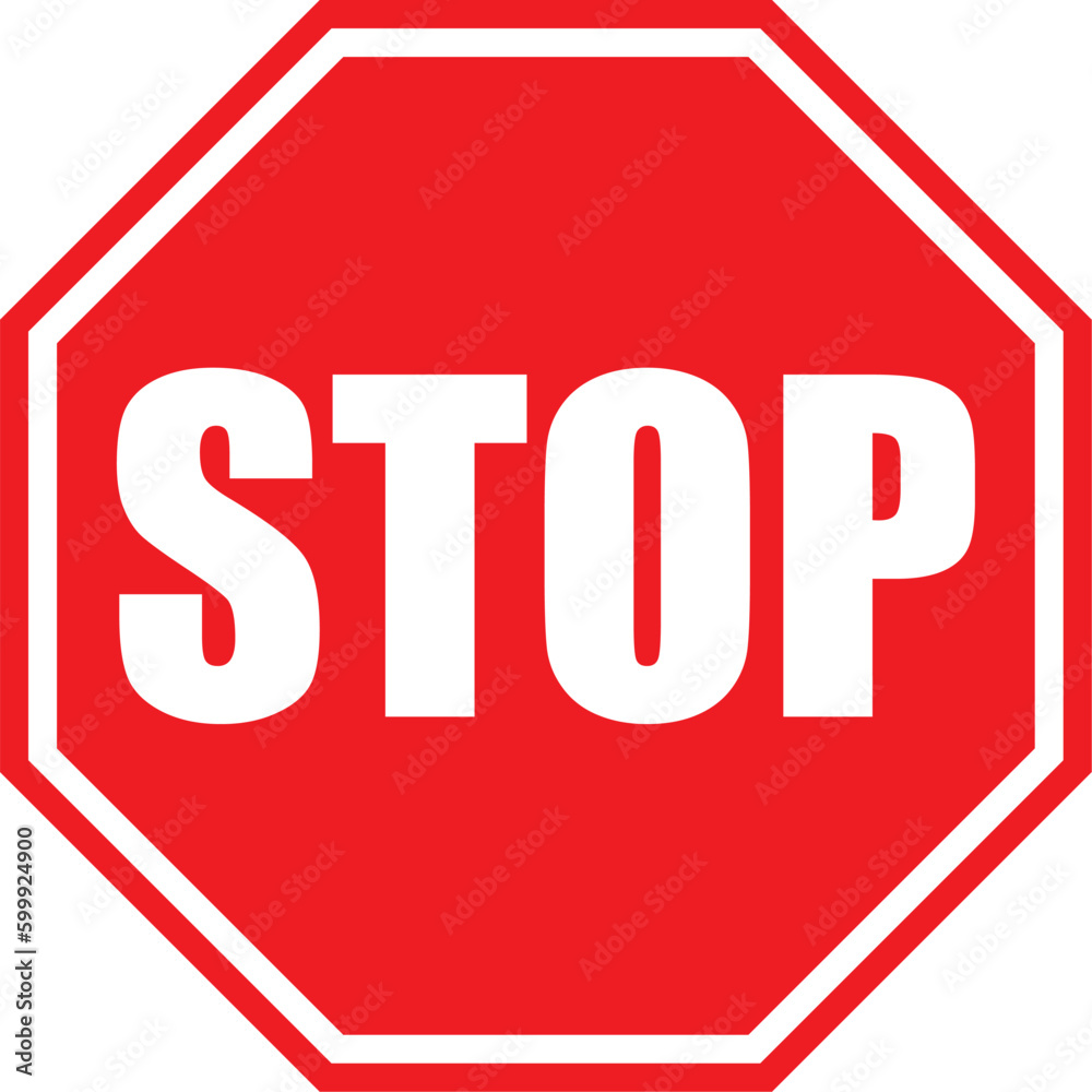 Traffic rules warning stop symbol. Red Stop Sign logo isolated on white ...