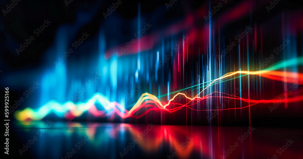 an abstract dark graph with a line of blue lighting a red light Stock ...