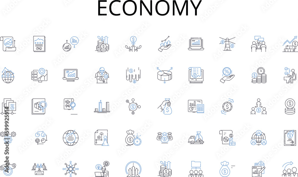 Economy line icons collection. Collaboration, Teamwork, Support ...