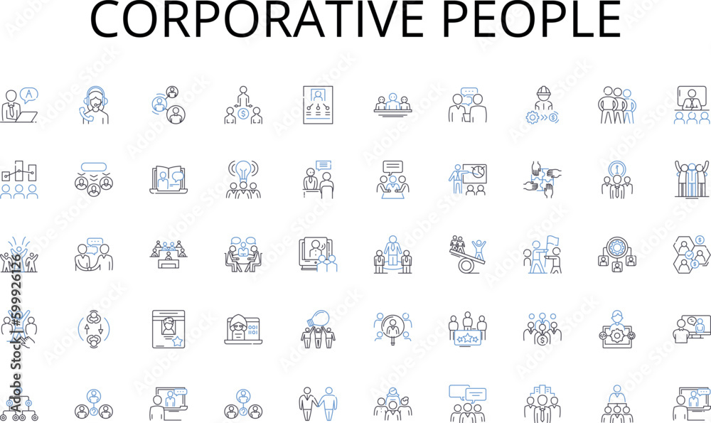 Corporative people line icons collection. Valuation, Assessment ...