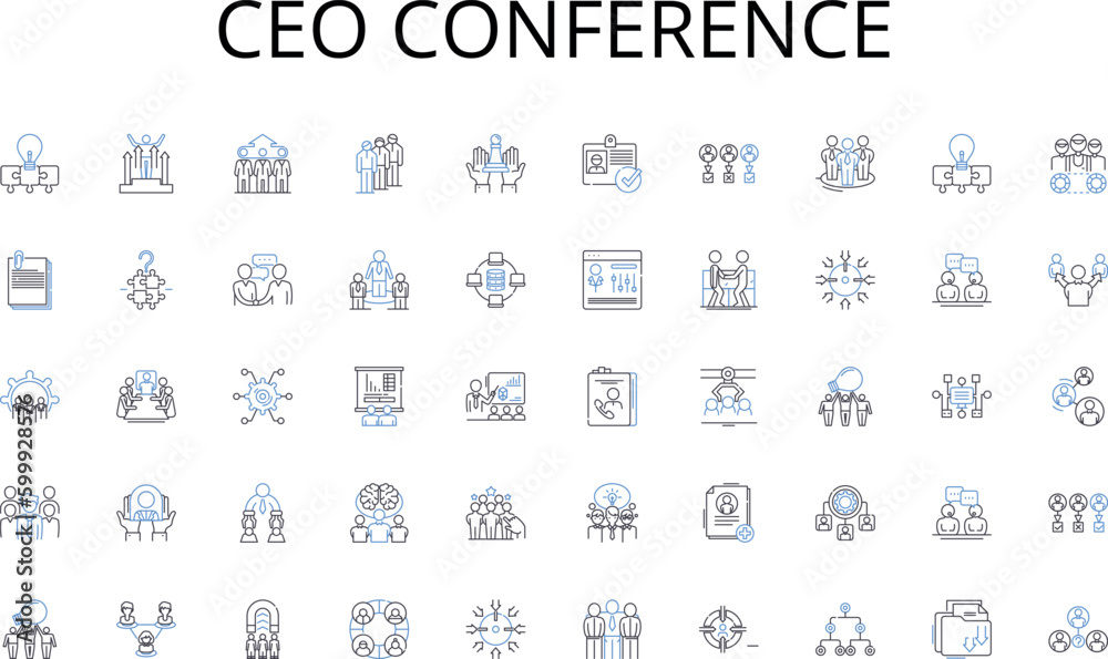 Ceo conference line icons collection. Relaxation, Adventure, Escape ...