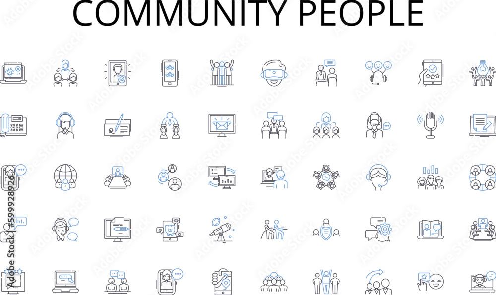 Community people line icons collection. Masculine, Confident, Resilient ...