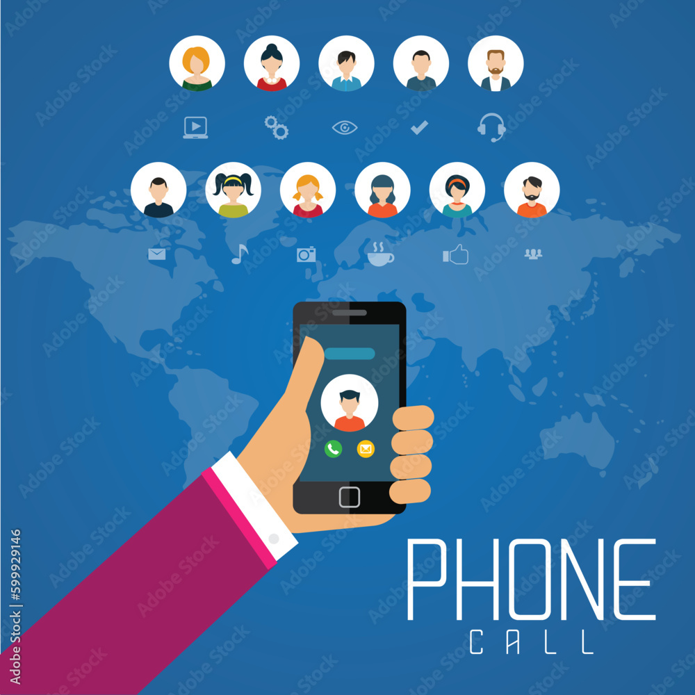 Men using smartphones, chatting, making video call, calling their ...