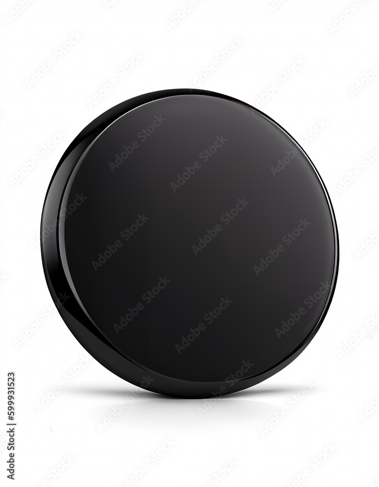 Black blank glossy round button on the transparent background, created ...