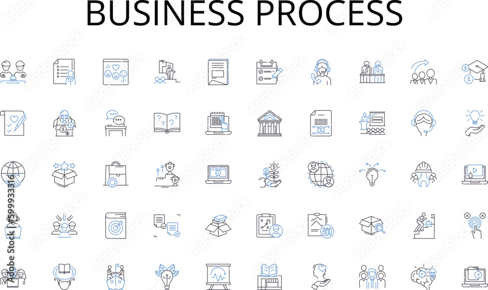 Business process line icons collection. Nerking, Motivation, Strategy ...