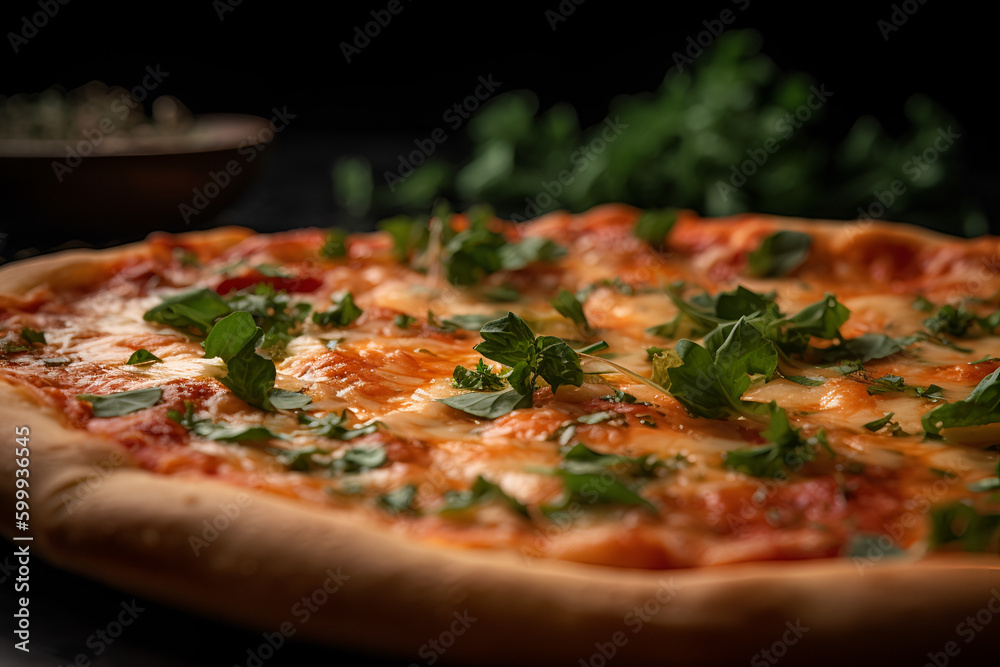 Classic pizza dish. The crispy crust is topped with tangy tomato sauce ...