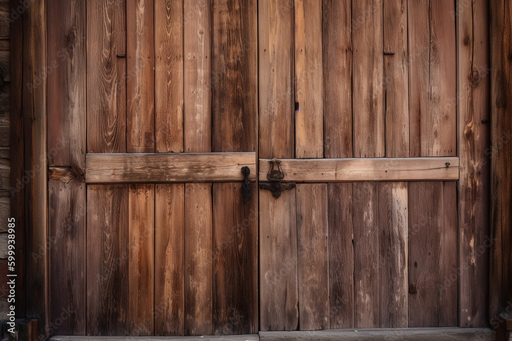 A rustic wooden door. Wood texture, background Generative AI Stock ...