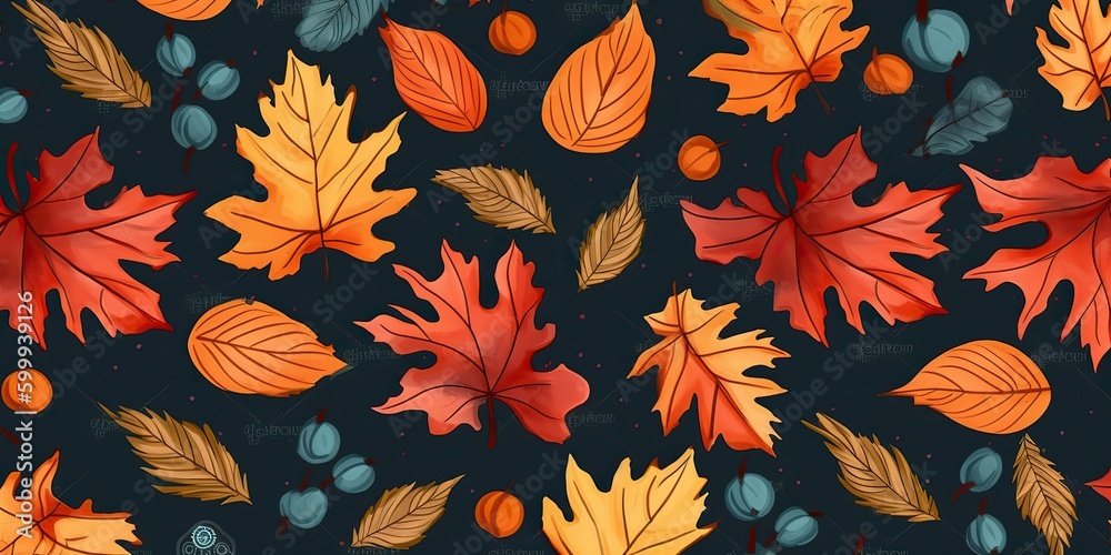 AI Generative. AI Generated. Autumn leafes background pattern. Can be ...