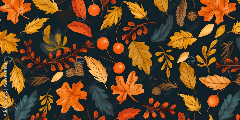 AI Generative. AI Generated. Autumn leafes background pattern. Can be ...