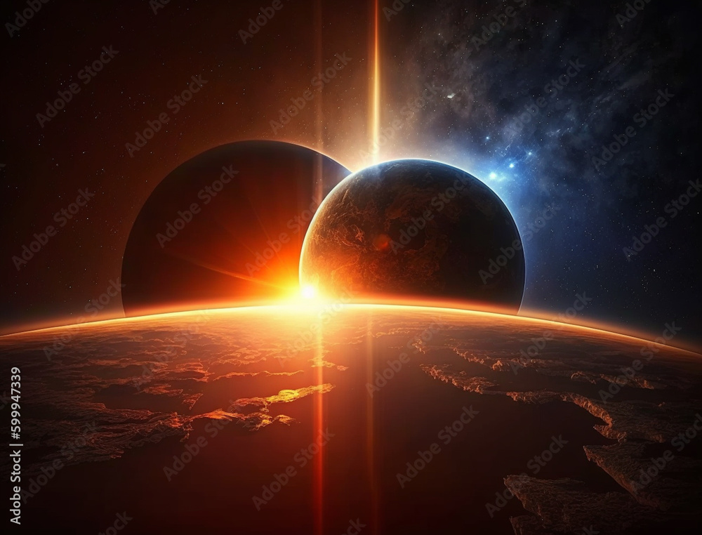 Planets colliding in space made with Generative Ai ilustração do Stock ...