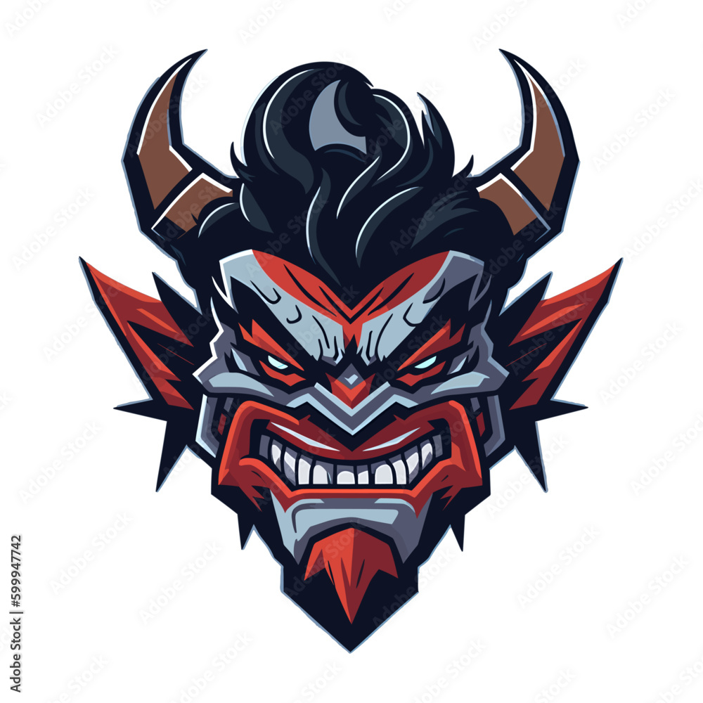 Aggressive Face Mascot Logo: Demon Design for Your Esport or Sports ...