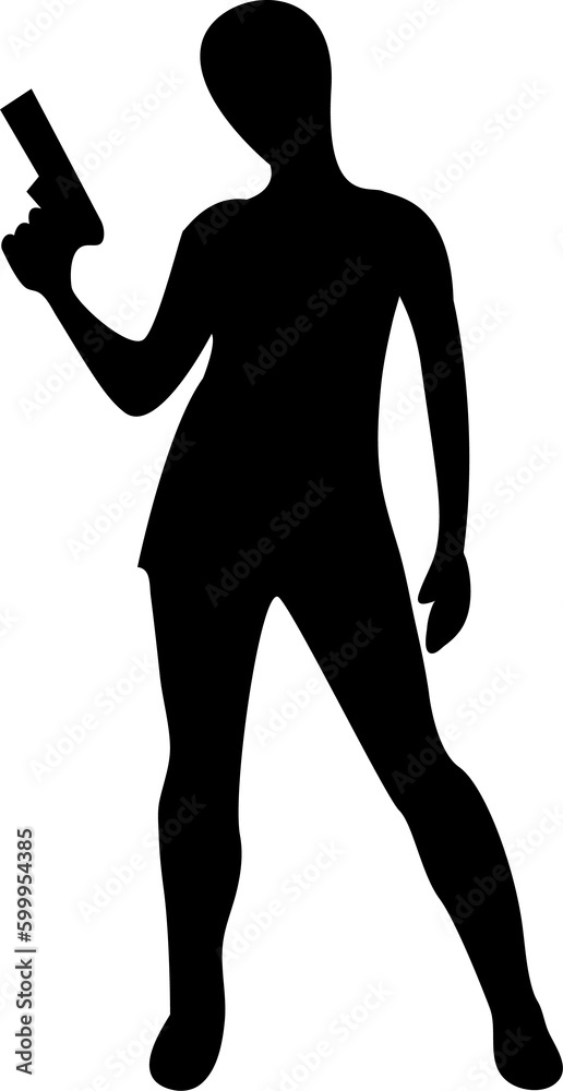 silhoette of girl standing with gun svg cut file isolated on white ...