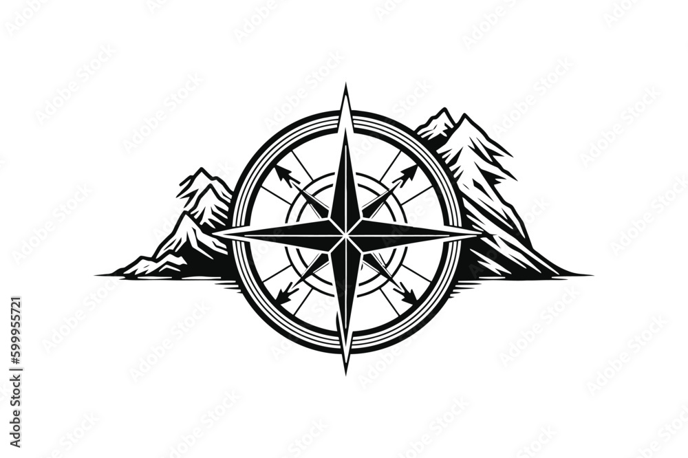 compass rose and compass Minimal Vector Logo Design Tshirt Sublimation ...