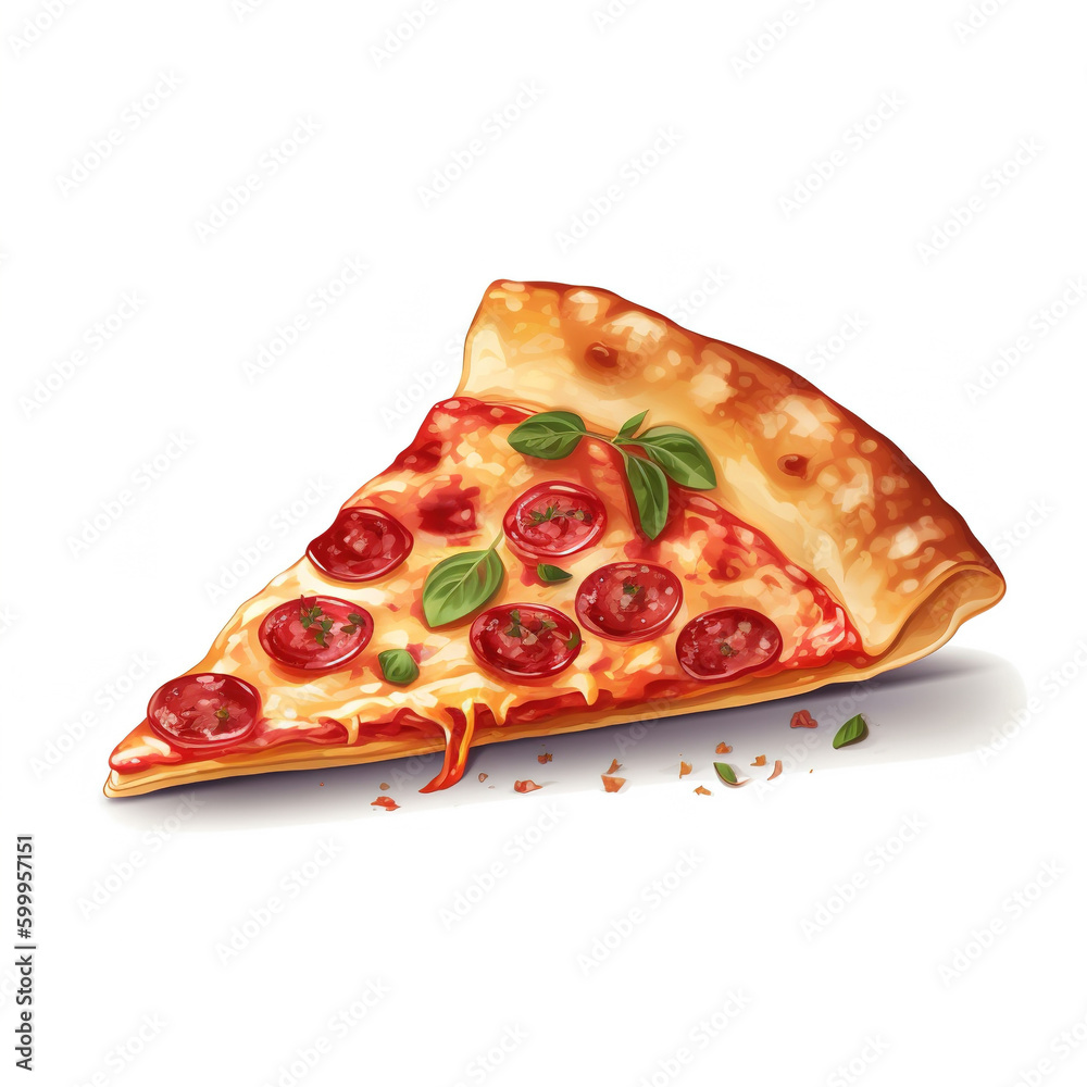 Slice of Pizza Pepperoni. Vintage clip art illustration, Delicious ...