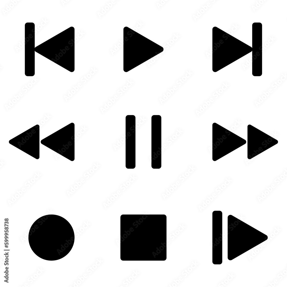 Vetor de Black music player buttons. Media player buttons in vector ... Vetor de Black music player buttons. Media player buttons in vector ...