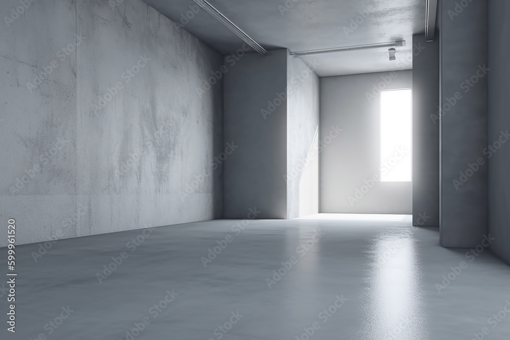 Plain grey interior empty room design, fictitious place. AI generated ...