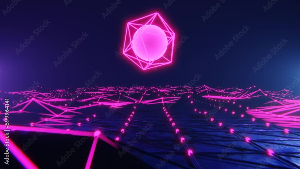 Abstract 3D background sci-fi hi-tech 80s retrowave retro futuristic ...