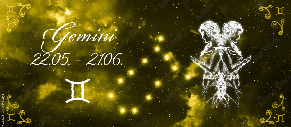 Beautiful representation of the zodiac sign Gemini with a hand-made ...