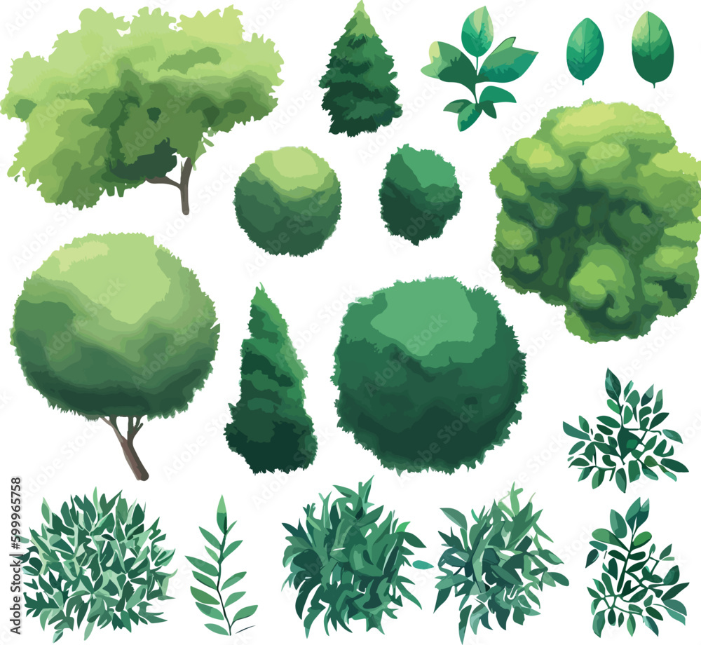 Excellent trees bushes shrubs top view vector Stock Vector | Adobe Stock