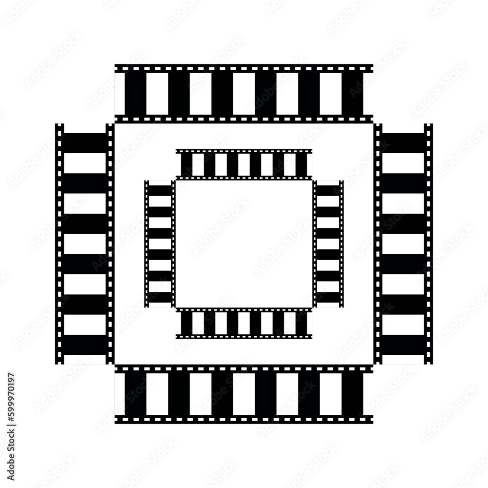 3d film reel strip set vector image. Film strip collection in different ...