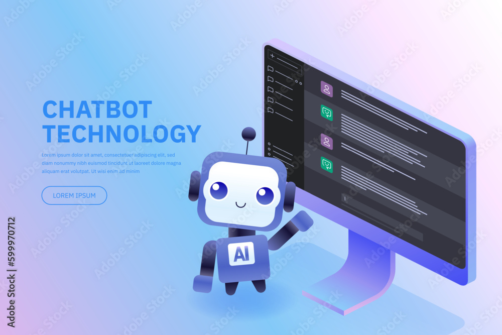 Chatbot technology Cute cartoon robot AI content generator Technology ...