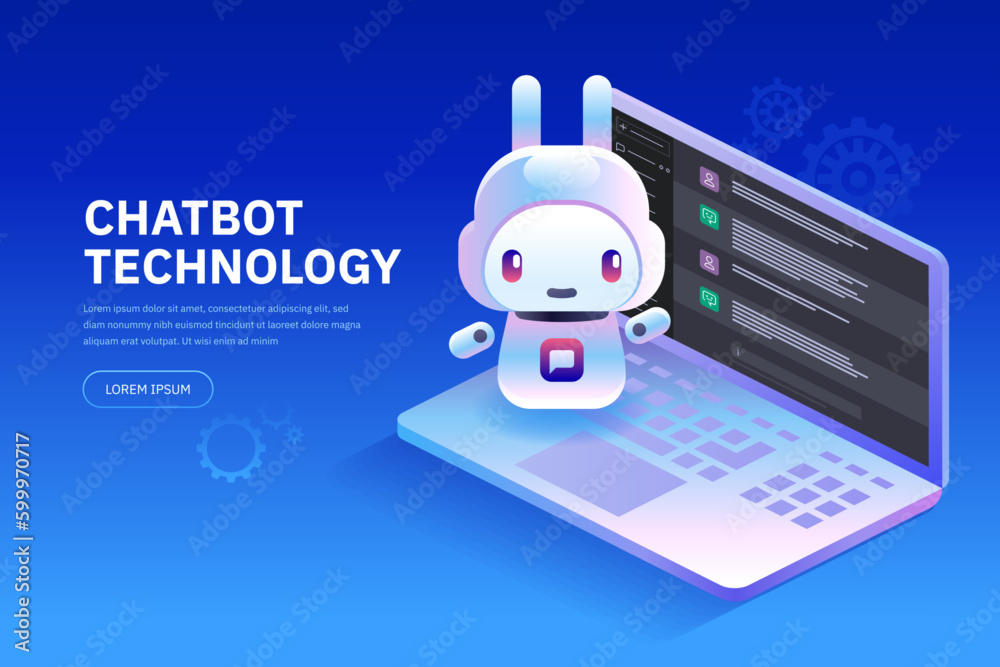 Chatbot technology Cute cartoon robot AI content generator Technology ...
