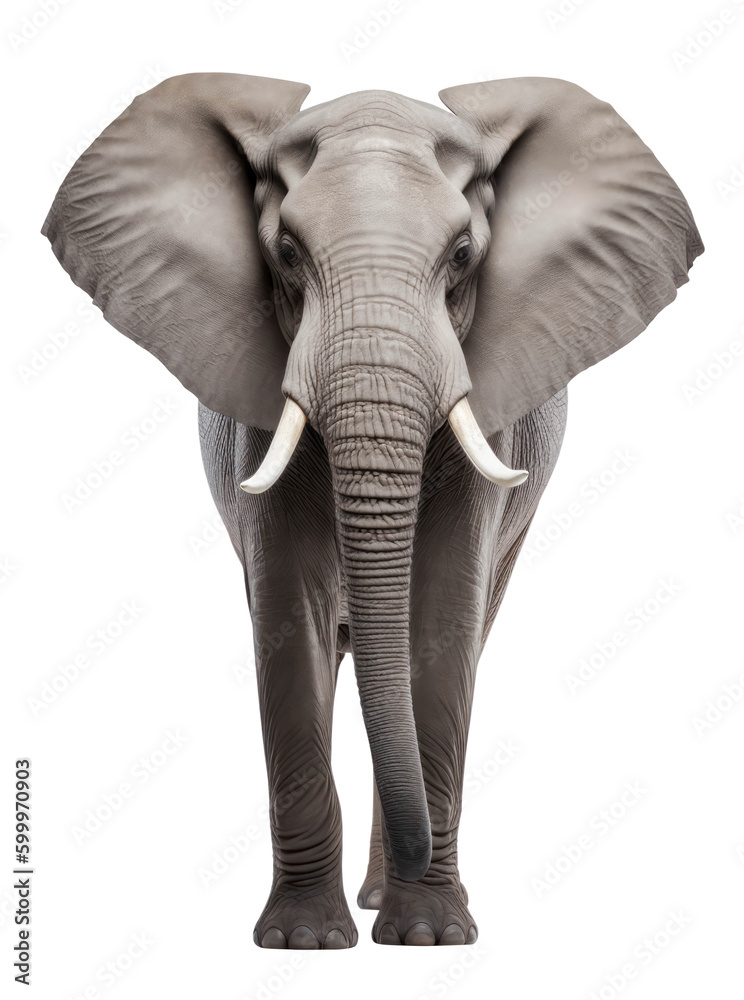 Ilustrace „grey male African elephant with large ivory tusks isolated ...
