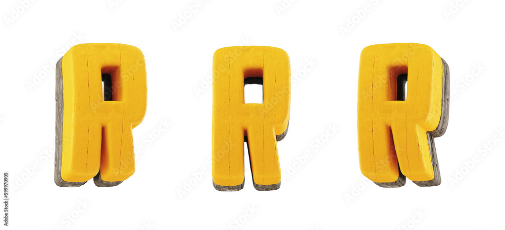 3d alphabet, 3d letter R with wood texture, letter for festa junina, 3d ...