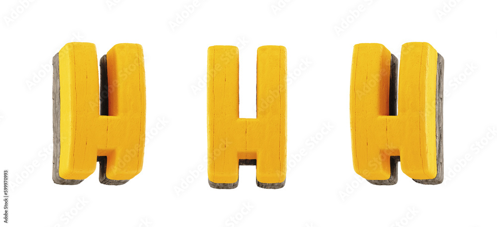 3d alphabet, 3d letter H with wood texture, letter for festa junina, 3d ...