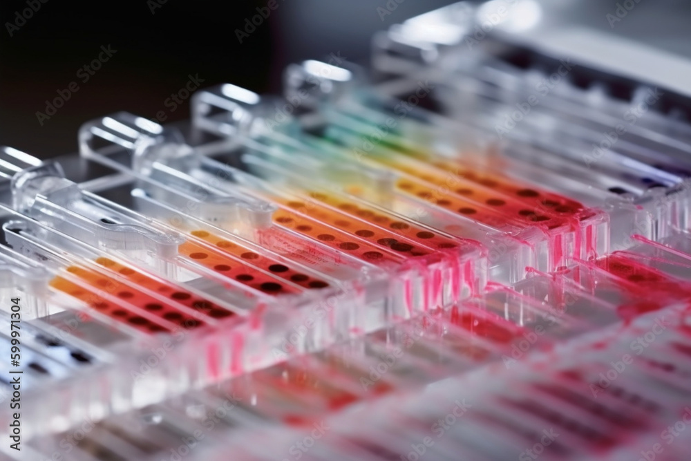 DNA gel electrophoresis results. DNA, background Generative AI Stock ...